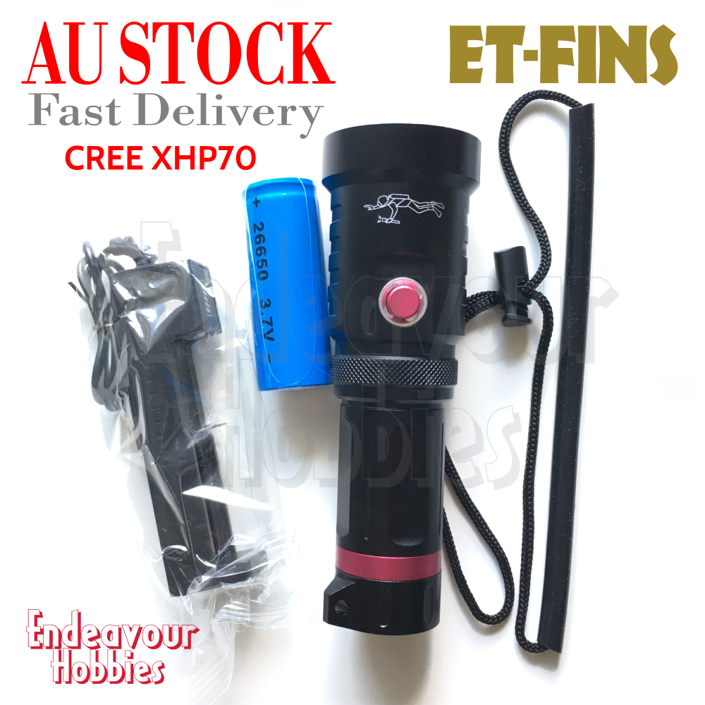 ET-FINS Waterproof P70 LED Scuba Diving Spearfishing Flashlight Torch ...